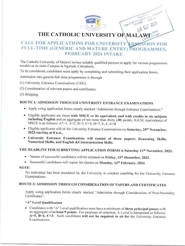 February 2024 Intake Advert Generic Mature Entry | PDF