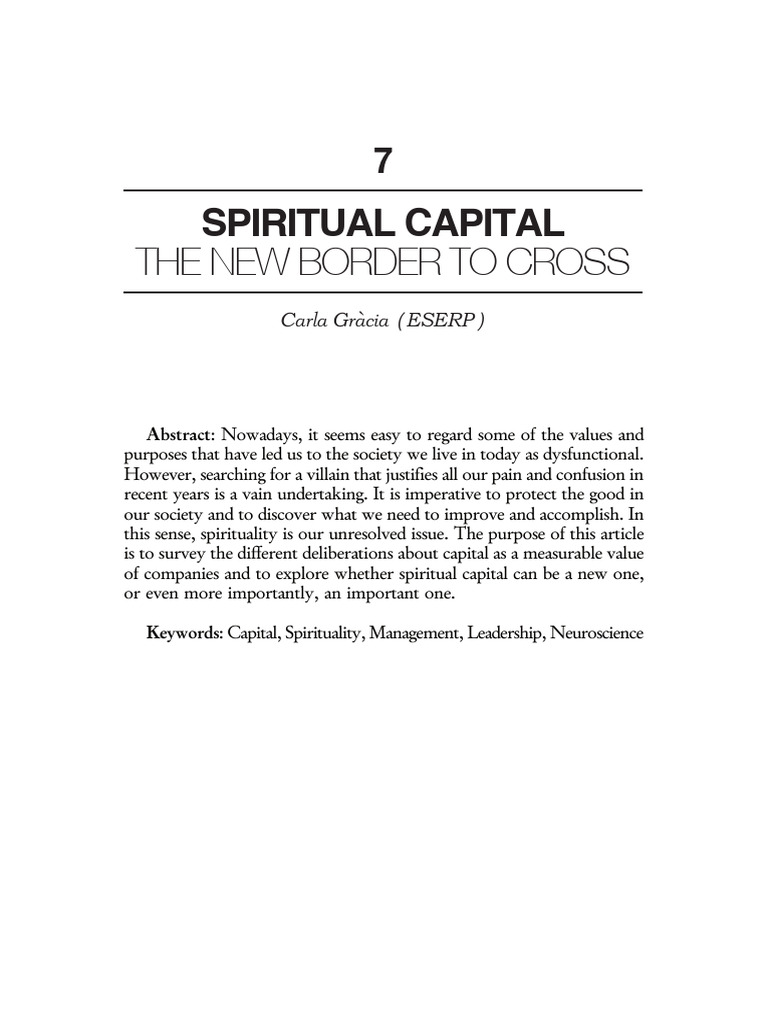 Spiritual CapitaL The New Borders To Cross | PDF | Social Capital ...