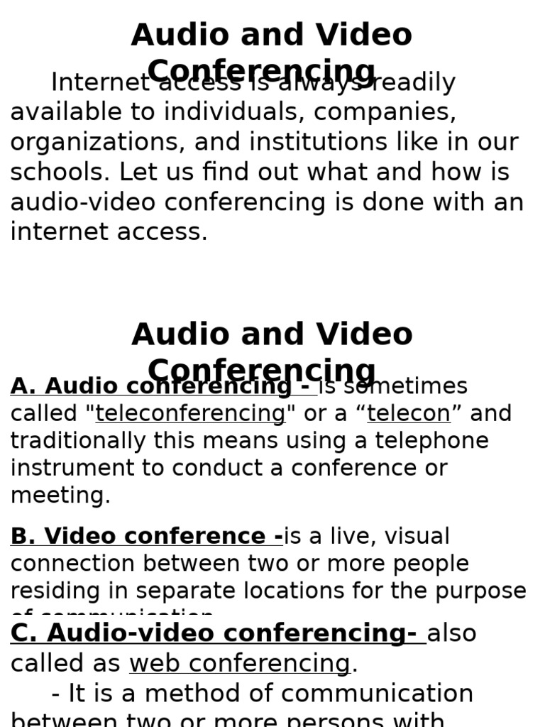 Guide to Audio and Video Conferencing | PDF | Videotelephony | Cyberspace