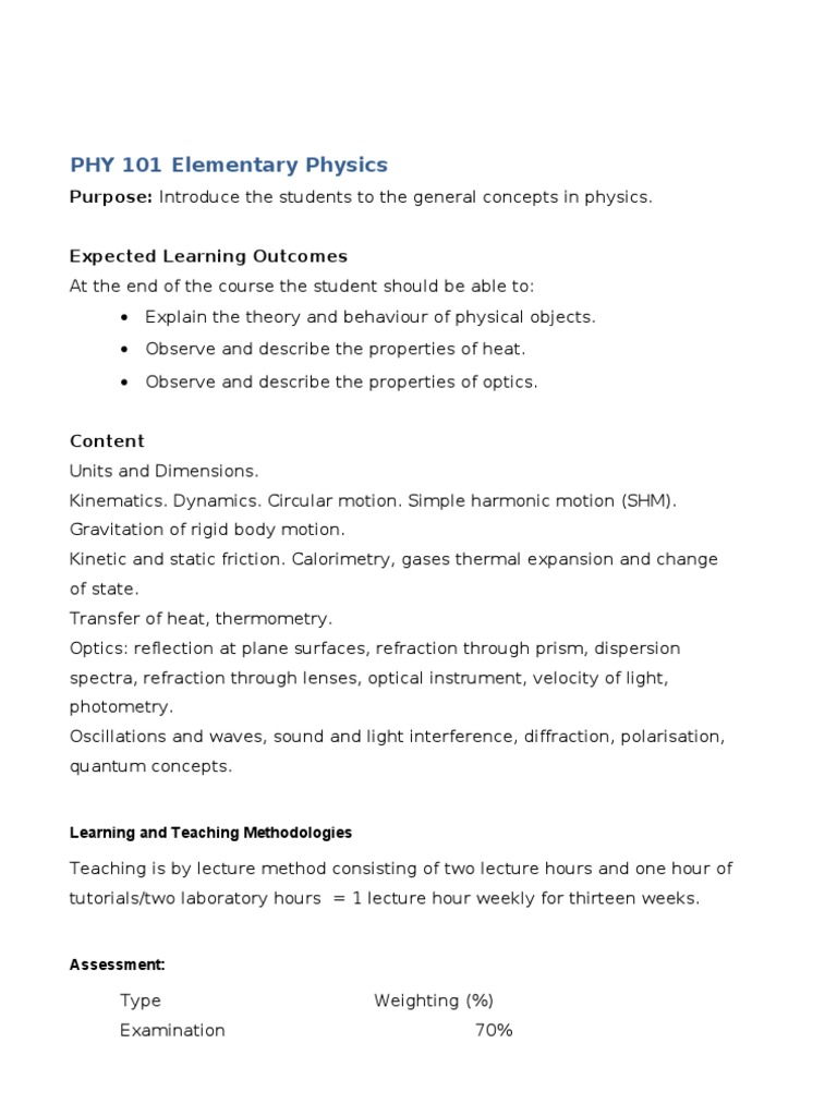 PHY 101 Elementary Physics (Digital Content) | PDF | Torque | Acceleration