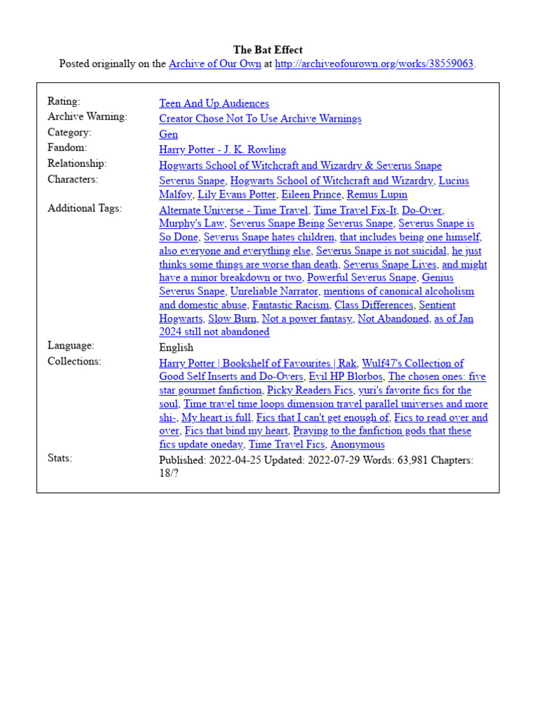 The Bat Effect: Snape's Do-Over | PDF | Harry Potter | Mythography
