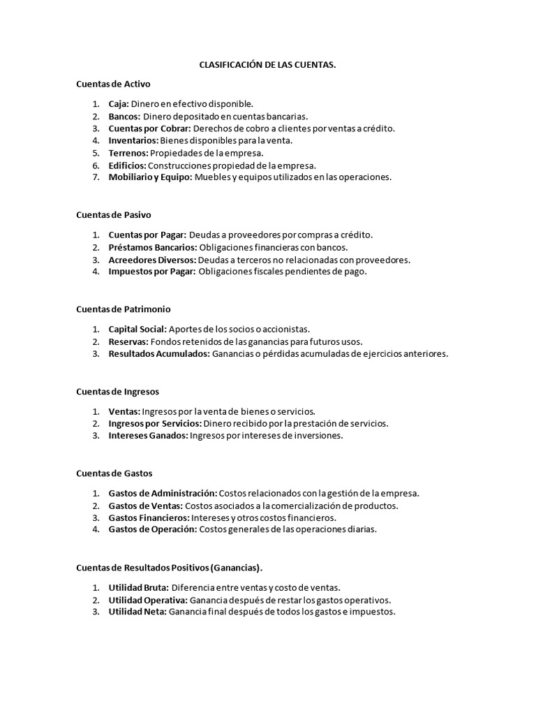 Clasificación de Las Cuentas | PDF