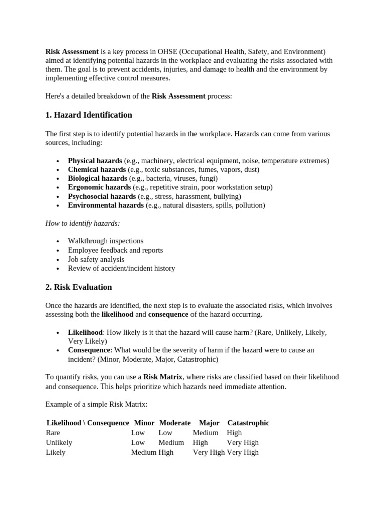 Risk Assessment ohse 2 | PDF | Hazards | Risk
