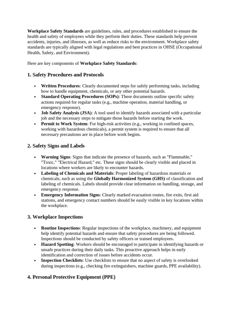 Essential Workplace Safety Standards Guide | PDF | Personal Protective ...