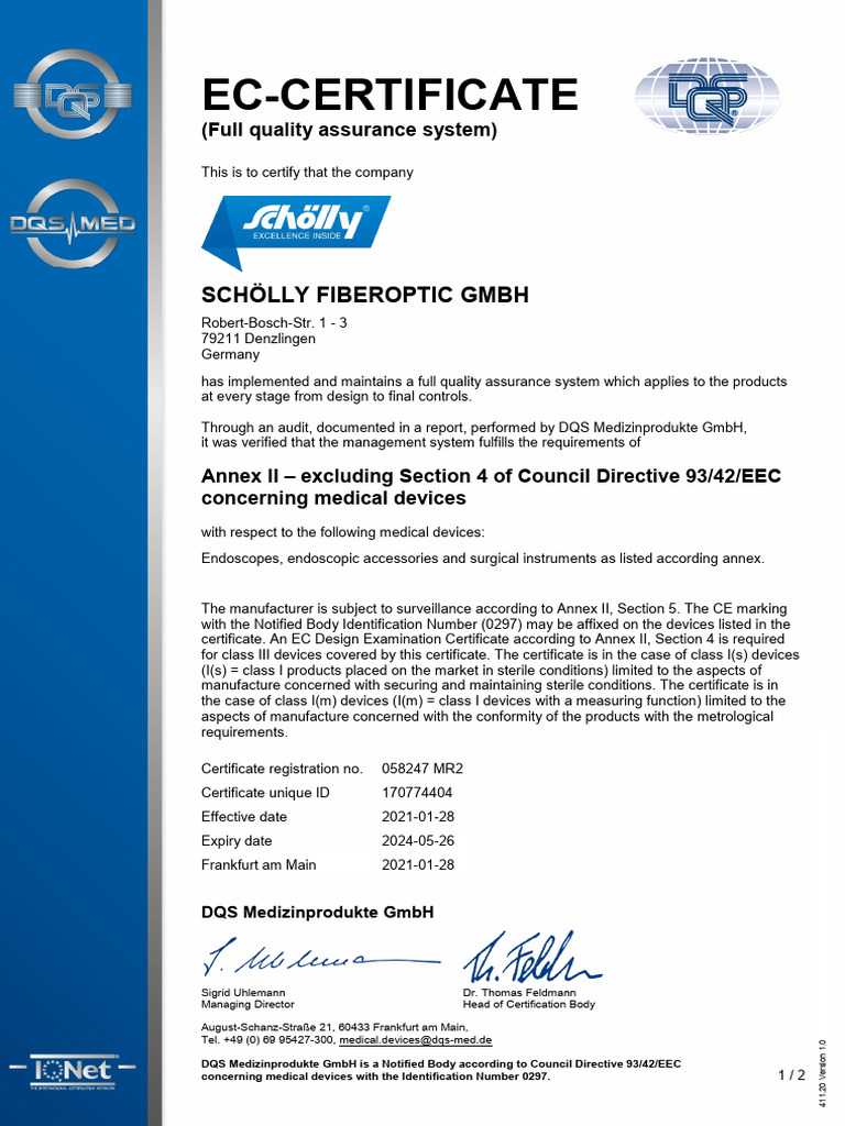 Scholly Eu Ec Certificate | PDF | Medical Device | Medical Equipment