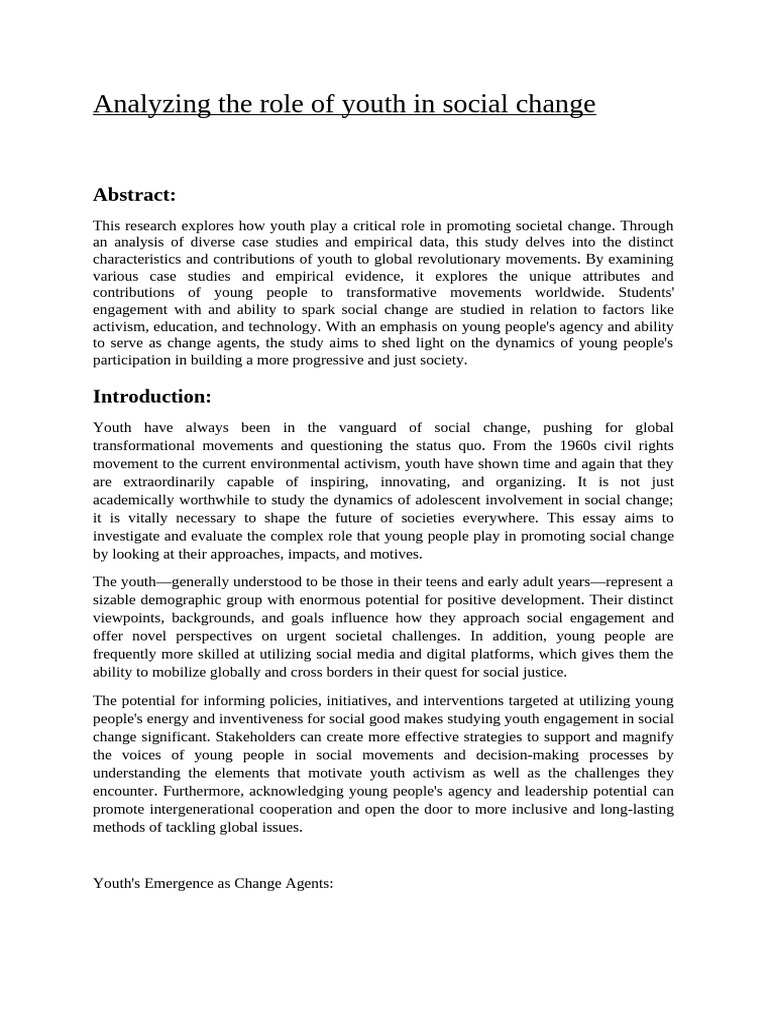 Analyzing The Role of Youth in Social Change | PDF | Activism