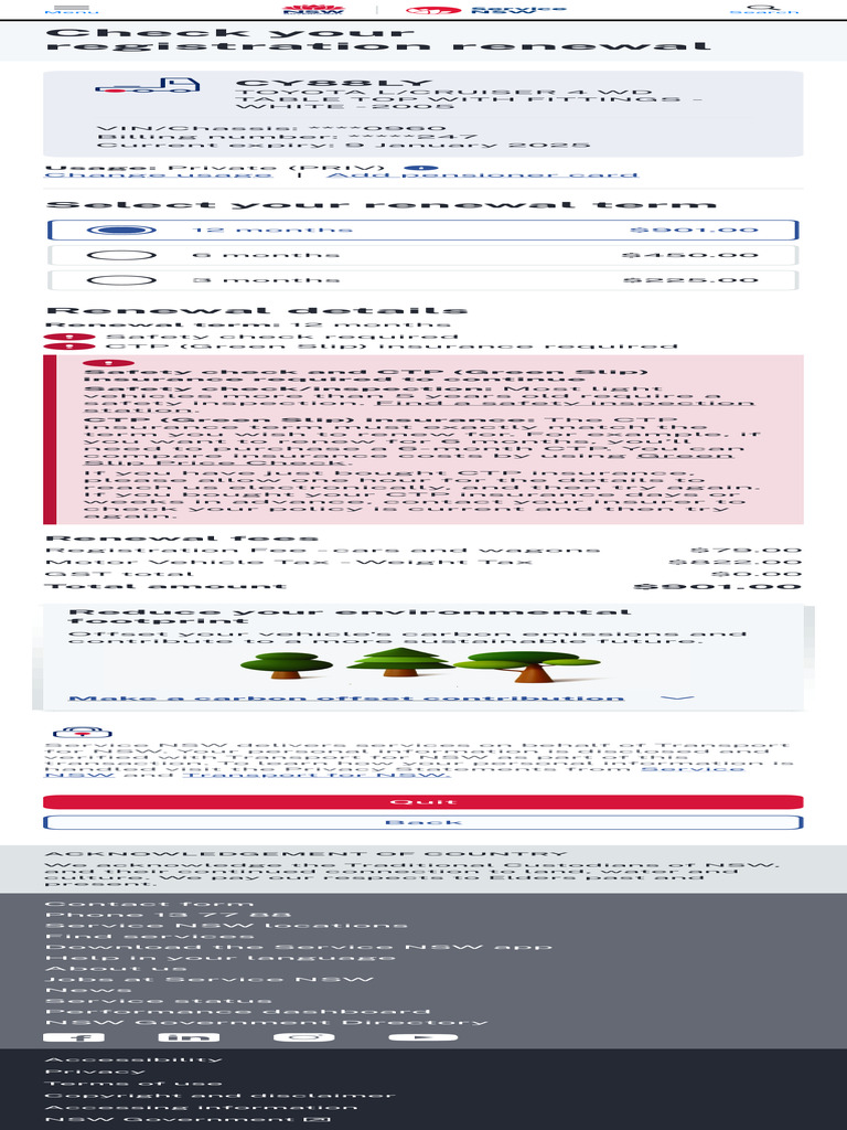 Service NSW - Renew Registration - Review Details | PDF | Insurance ...