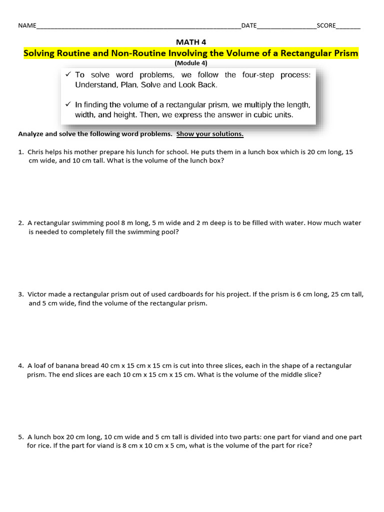Mod 4 Solving Routine and Non Routine Volume | PDF