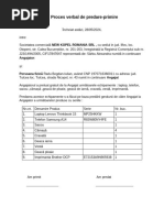 Proces Verbal Predare Primire | PDF
