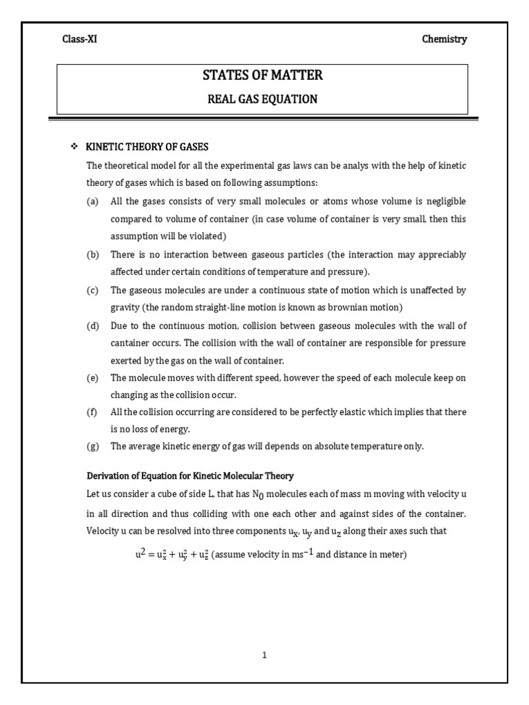 11chem5-real-gas-equation | PDF | Gases | Physical Sciences