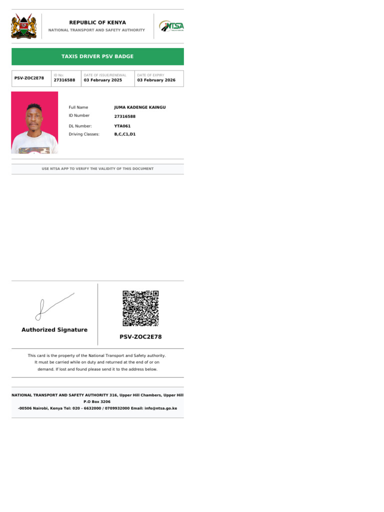 PSV-ZOC2E78-Driver PSV Badge | PDF