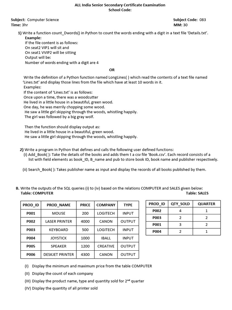 SET_A | PDF | Computer Data | Computer Science