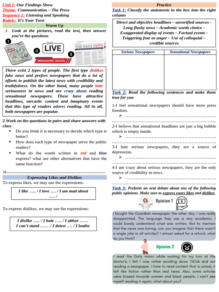 3.it - S Your Turn Worksheet | PDF | News | Newspapers