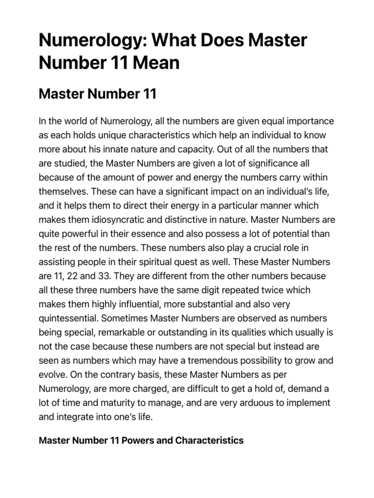 Exploring The Mystique of Master Number 11 - GaneshaSpeaks | PDF ...
