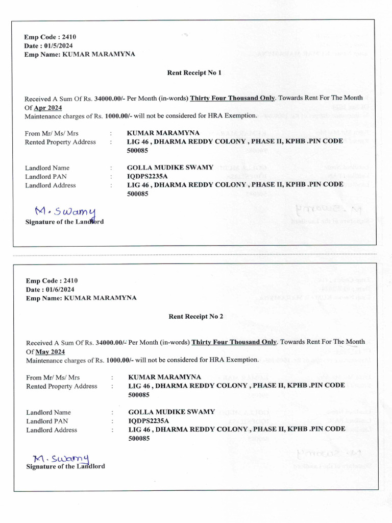 2410 Rent Reciept | PDF