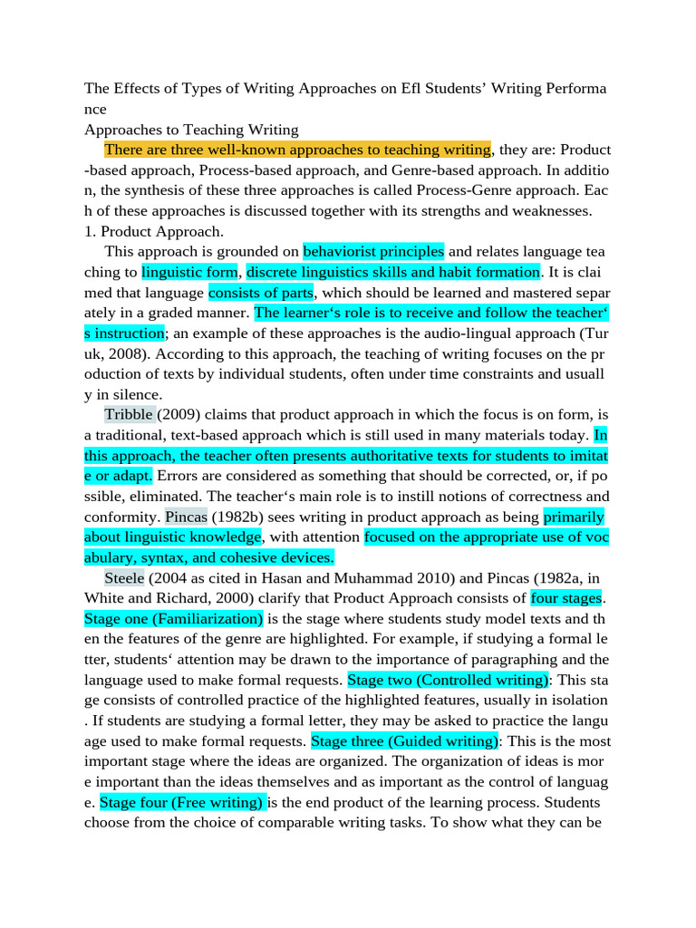Highlighting:Writing Approaches | PDF | Learning | Genre