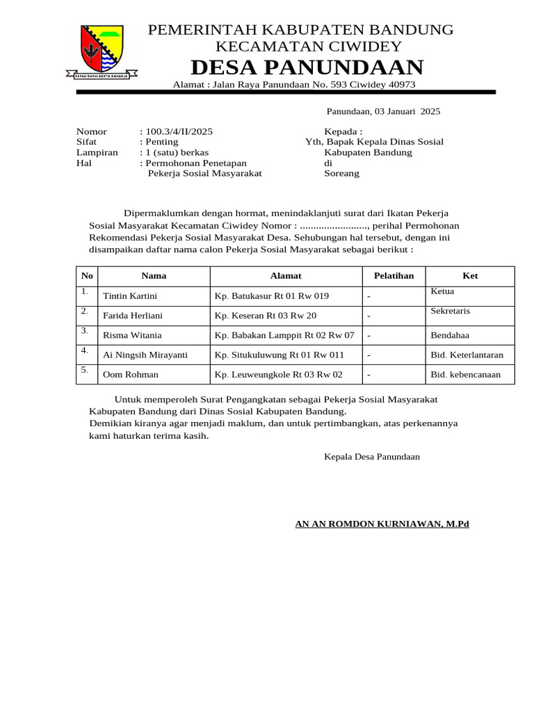 FORMAT SURAT REKOM PSM Blank | PDF