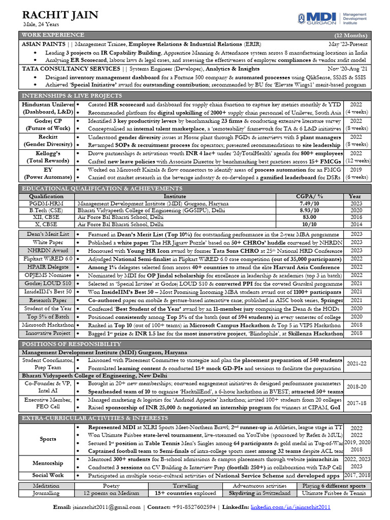 Rachit Jain_CV-1cafe8e | PDF | Business