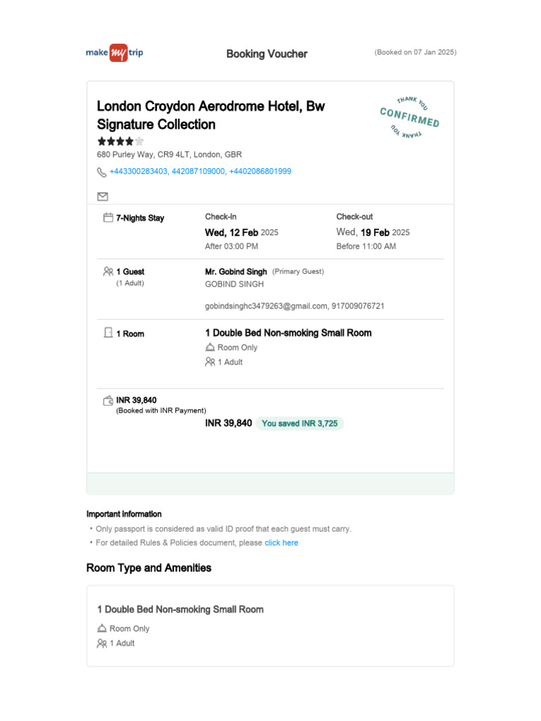 Booking Confirmation Voucher-4 | PDF | Credit Card | Debit Card