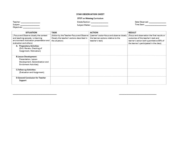 Star Observation Sheet 2022 2023 PDF | PDF