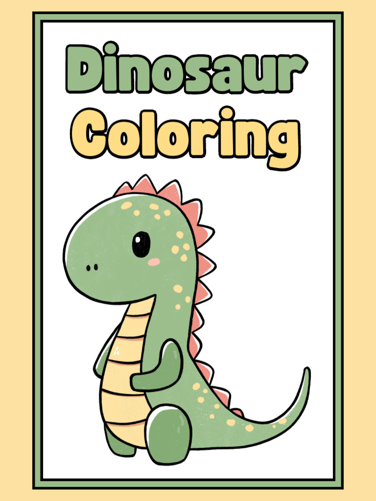 Dinosaur Coloring Poster in Colorful Lined Dinosaur Illustration Style ...