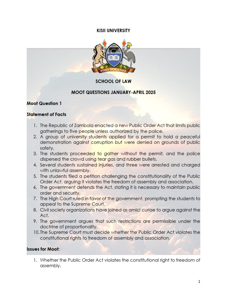 Kisii University Moot Questions January - April 2025 | PDF | International Criminal Court ...