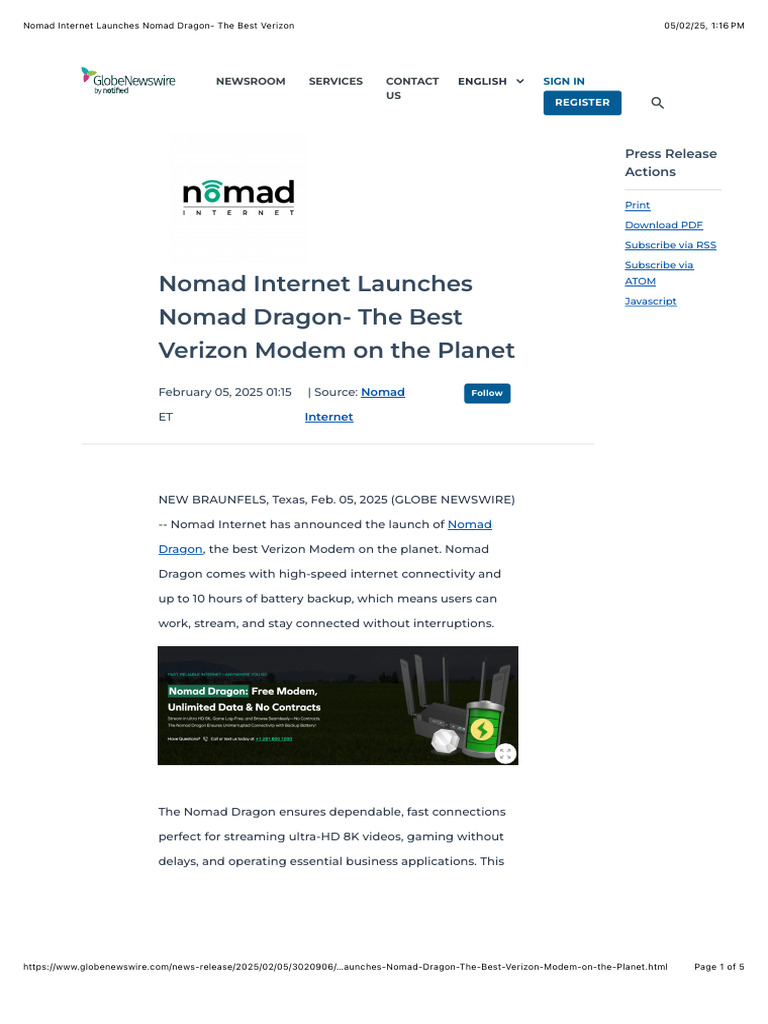 Nomad Dragon: Top Verizon Modem Launch | PDF | Internet | Internet Access