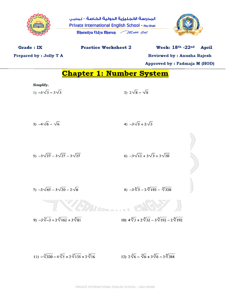 Number System Practice Ws - 2 | PDF