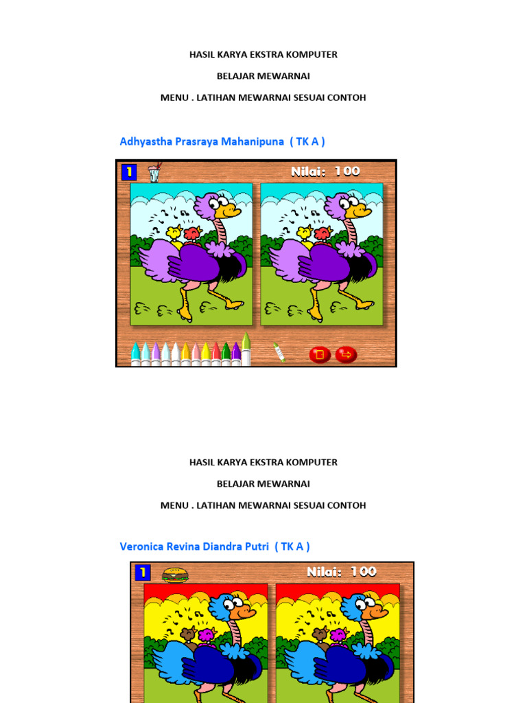 Hasil Karya TK A Lat Mewarnai TH.2022-2023 | PDF
