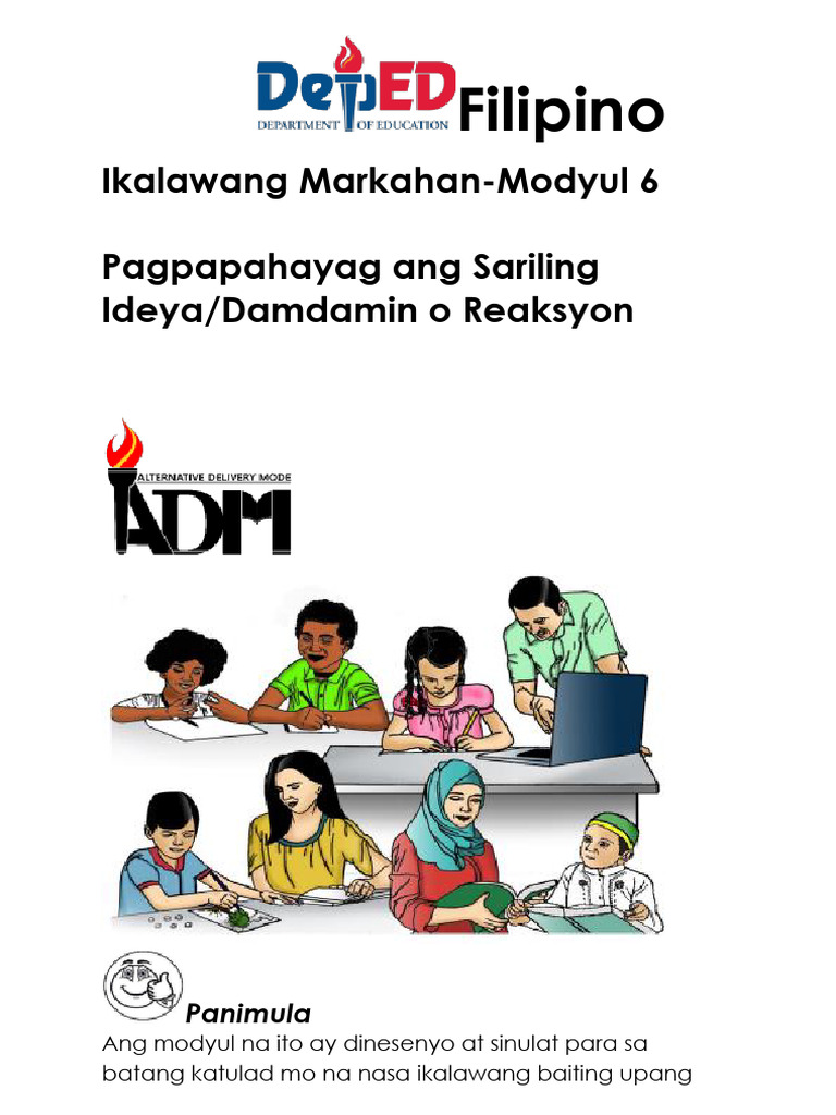 Filipino 2 Q2 M6 Pagpapahayag Ang Sariling Ideya Damdamin o Reaksyon | PDF