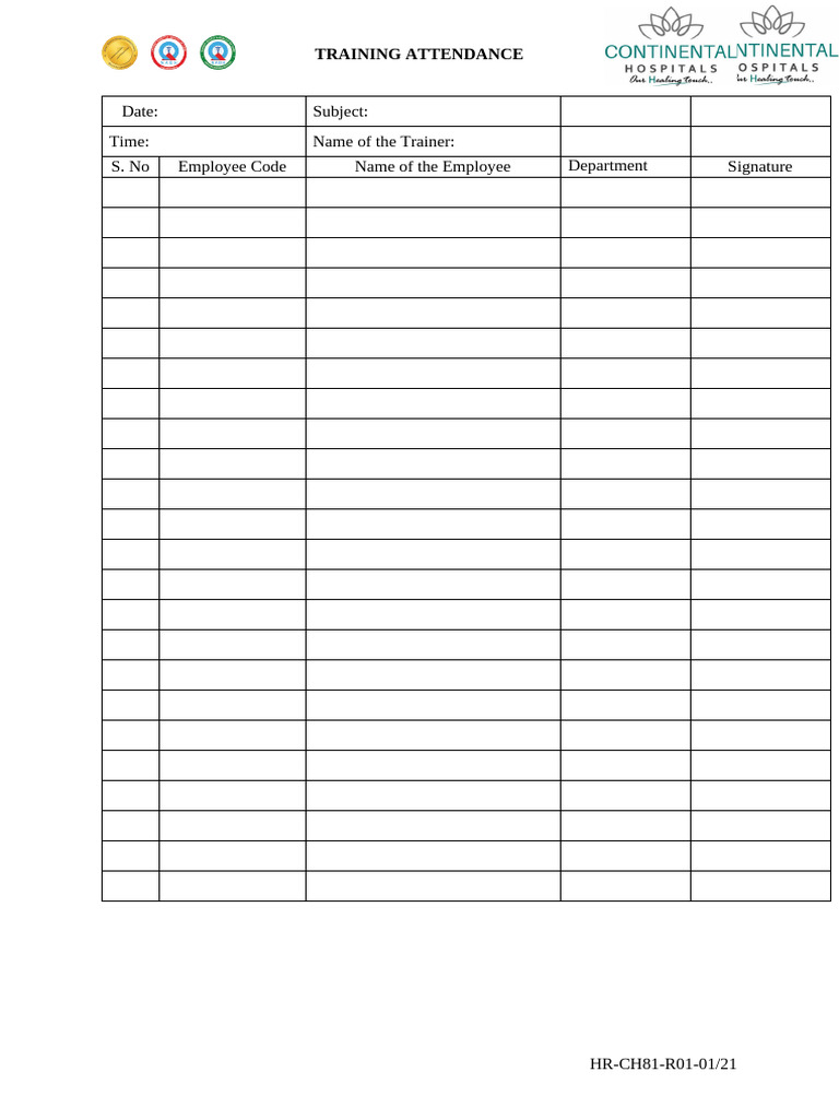CHL - Training Attendance Record | PDF