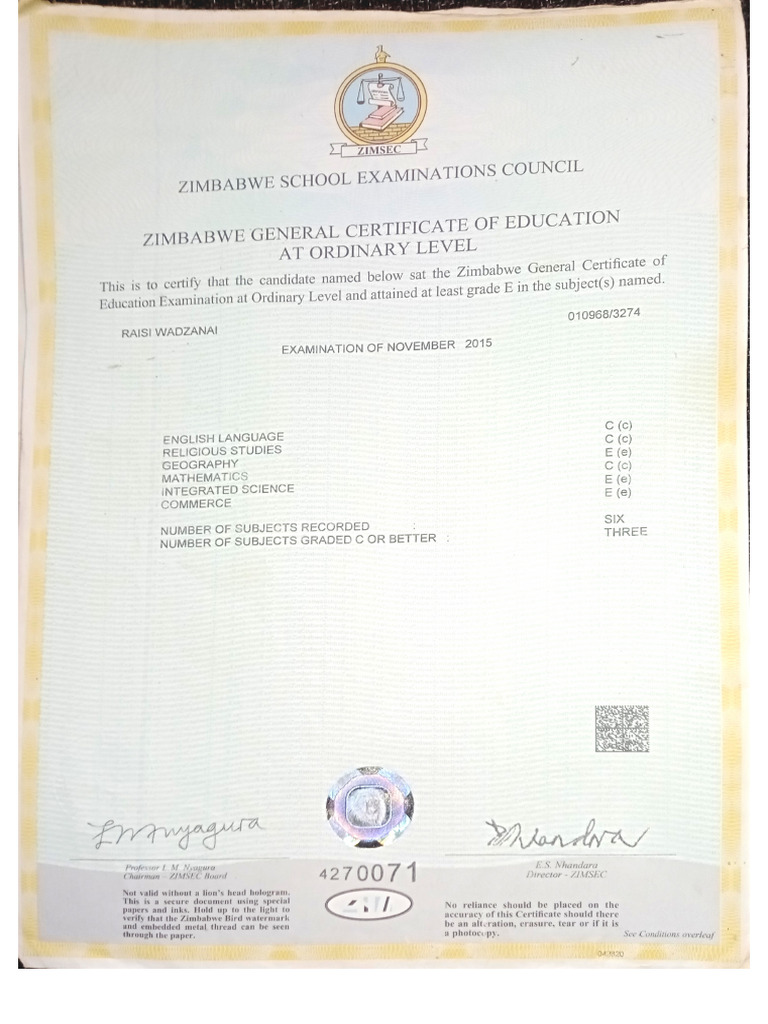 O Level Certificate 1 | PDF