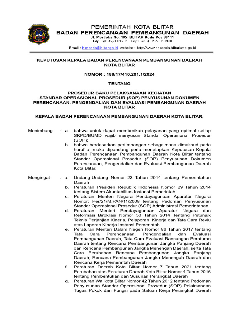 SOP Bappeda 2024 | PDF