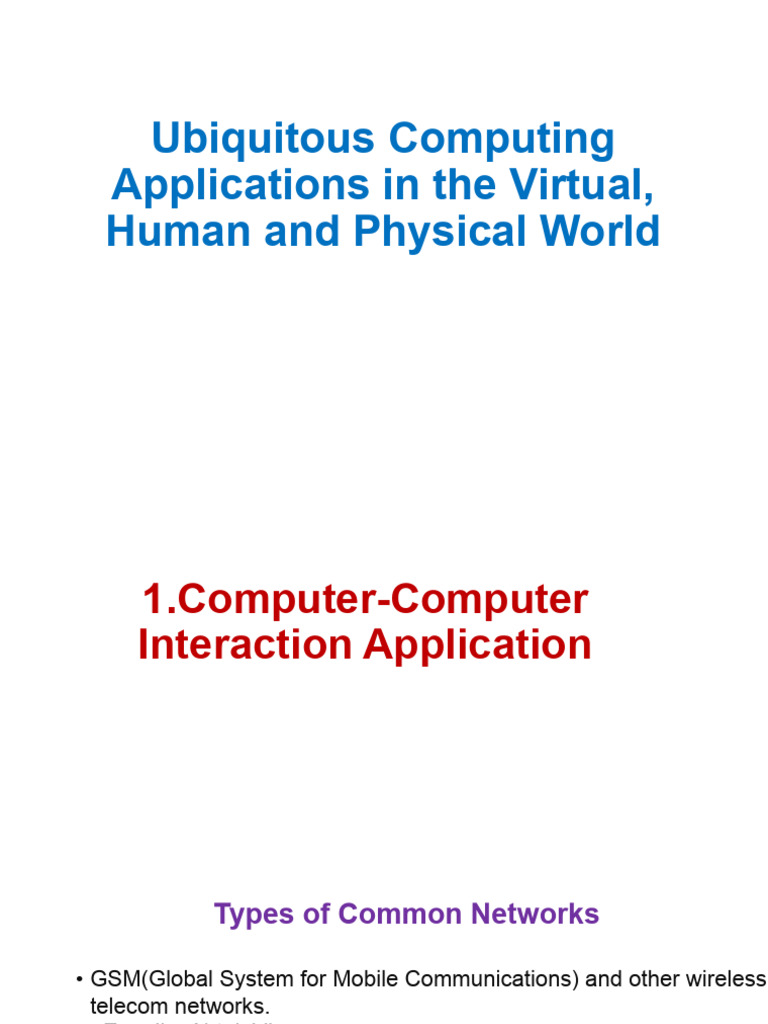 Ubiquitous Computing Applications in The Virtual, Human Lec7 | PDF | Computer Network | Mobile App