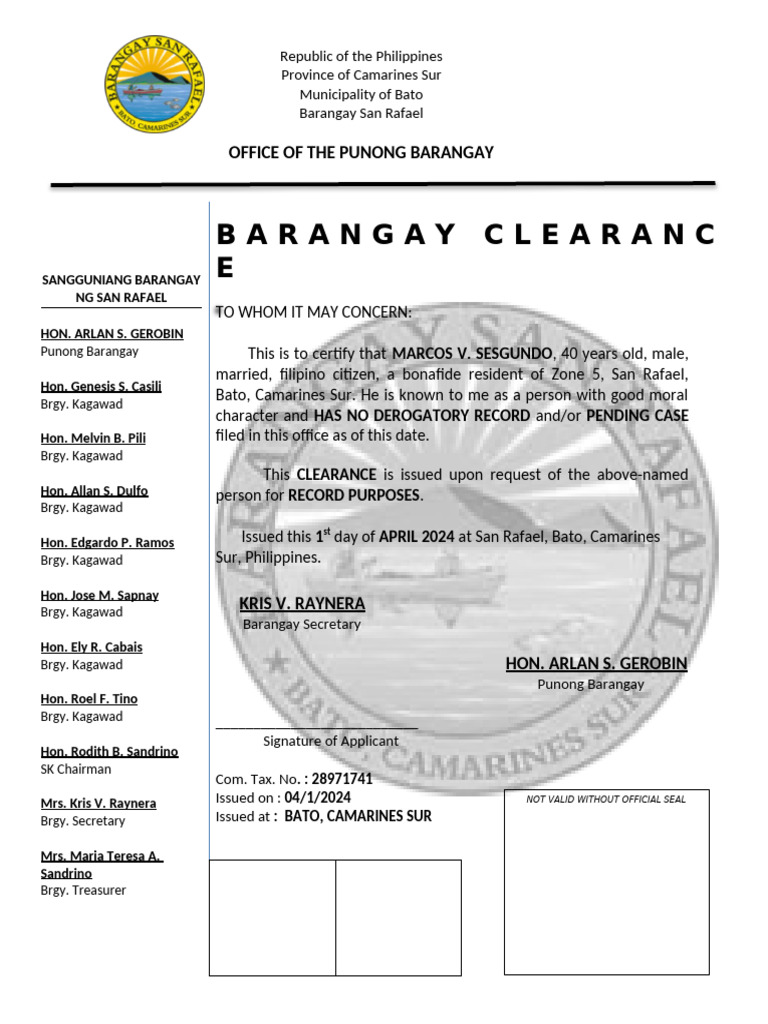 BRGY CLEARANCE | PDF