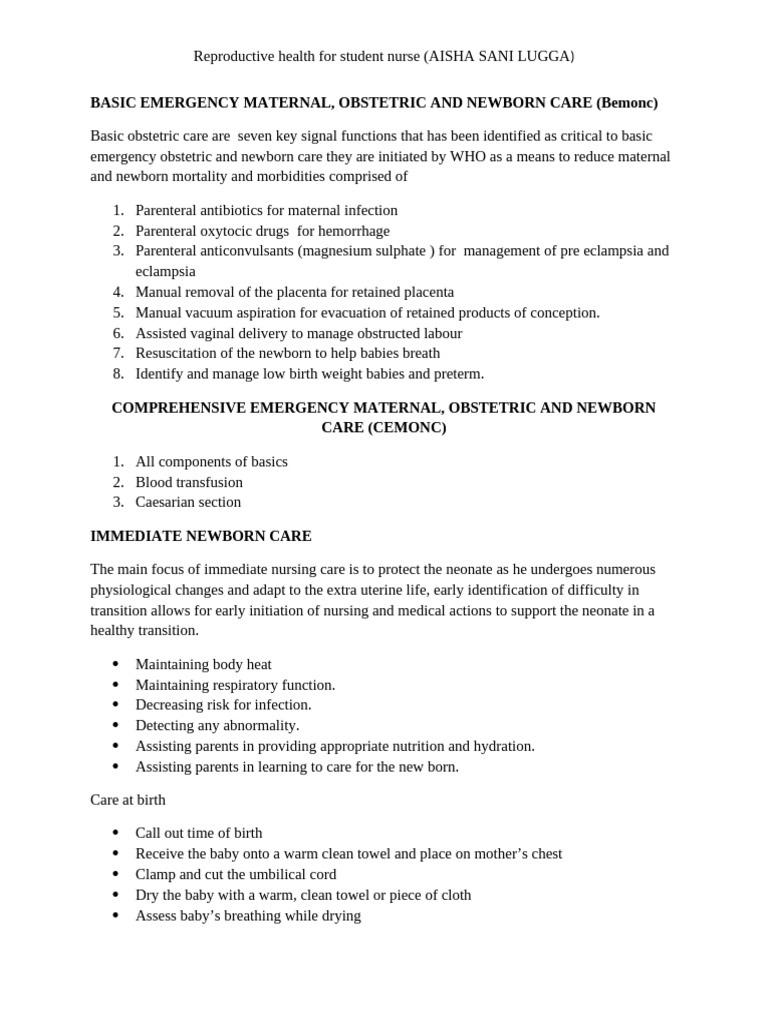 Essential Maternal and Newborn Care Guide | PDF | Childbirth ...