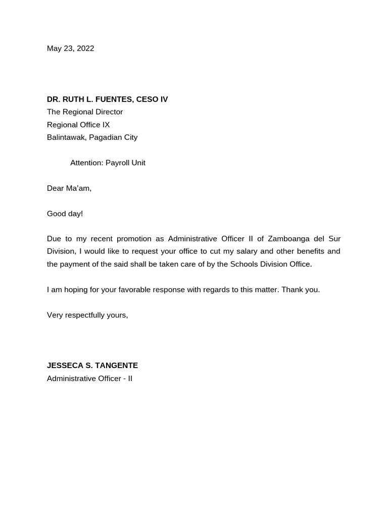 Salary Adjustment Request Letter | PDF