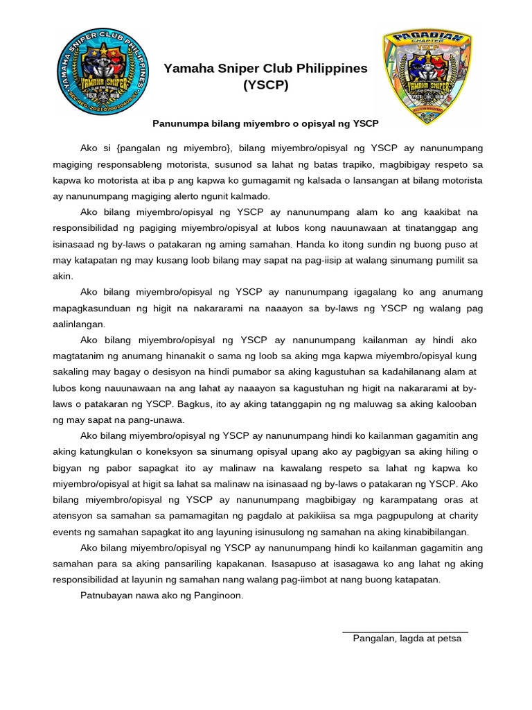 Panunumpa YSCP | PDF