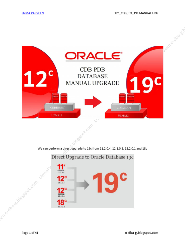 12c CDB_PDB Upgrade To 19c | PDF | Databases | Protein Data Bank