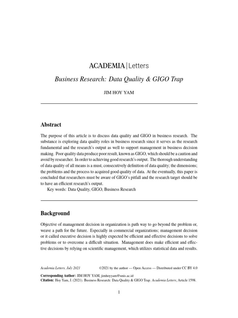 Business Research Data Quality and GIGO | PDF | Data Quality | Data