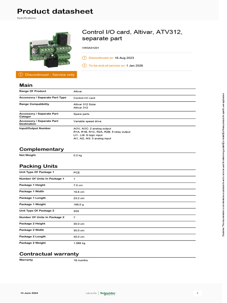 Altivar 312 Control I/O Card Discontinued | PDF | Economy And The ...