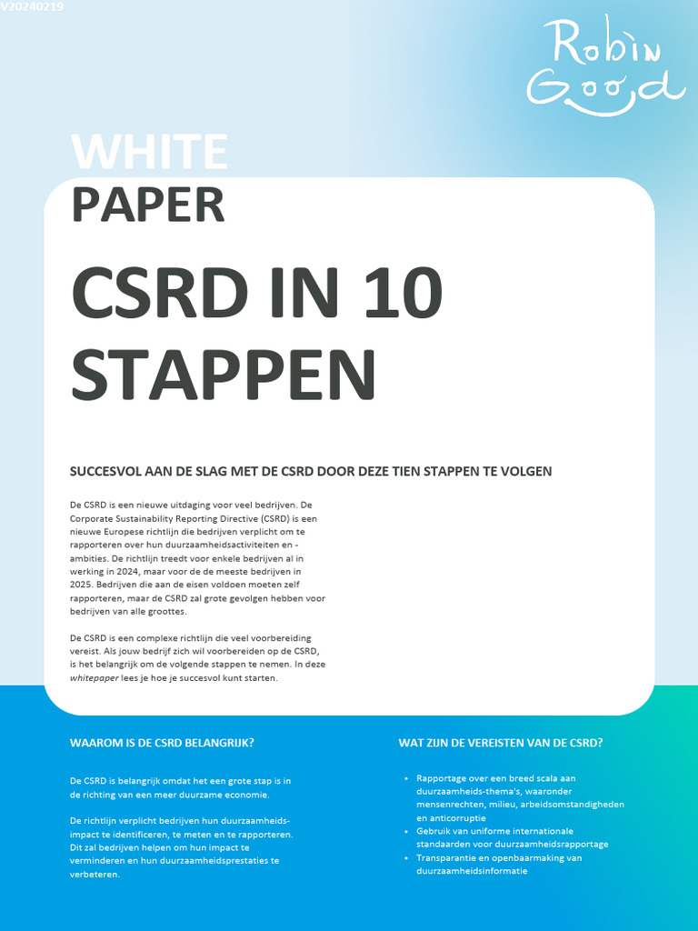 Robin Good - Whitepaper - CSRD in 10 stappen | PDF