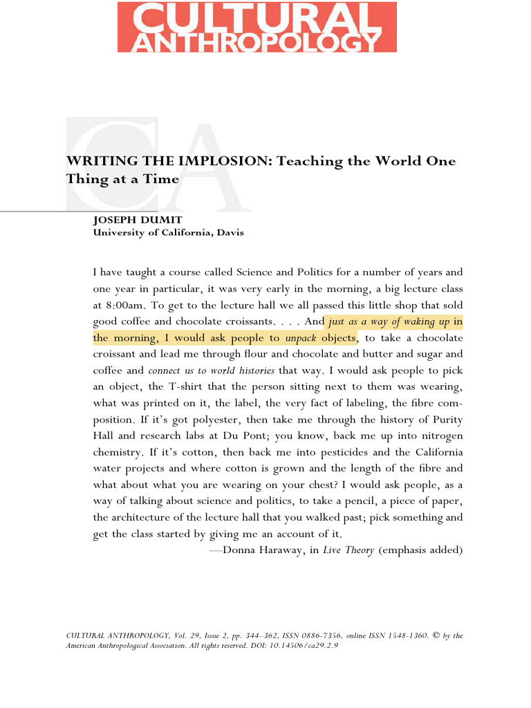 WRITING THE IMPLOSION: Teaching The World One Thing at A Time | PDF ...