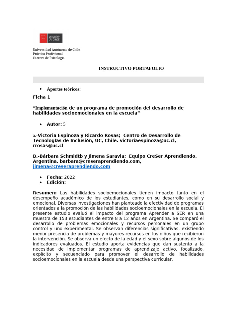 Er3 Instructivo Portafolio de Habilidades 2023 | PDF | Aprendizaje ...