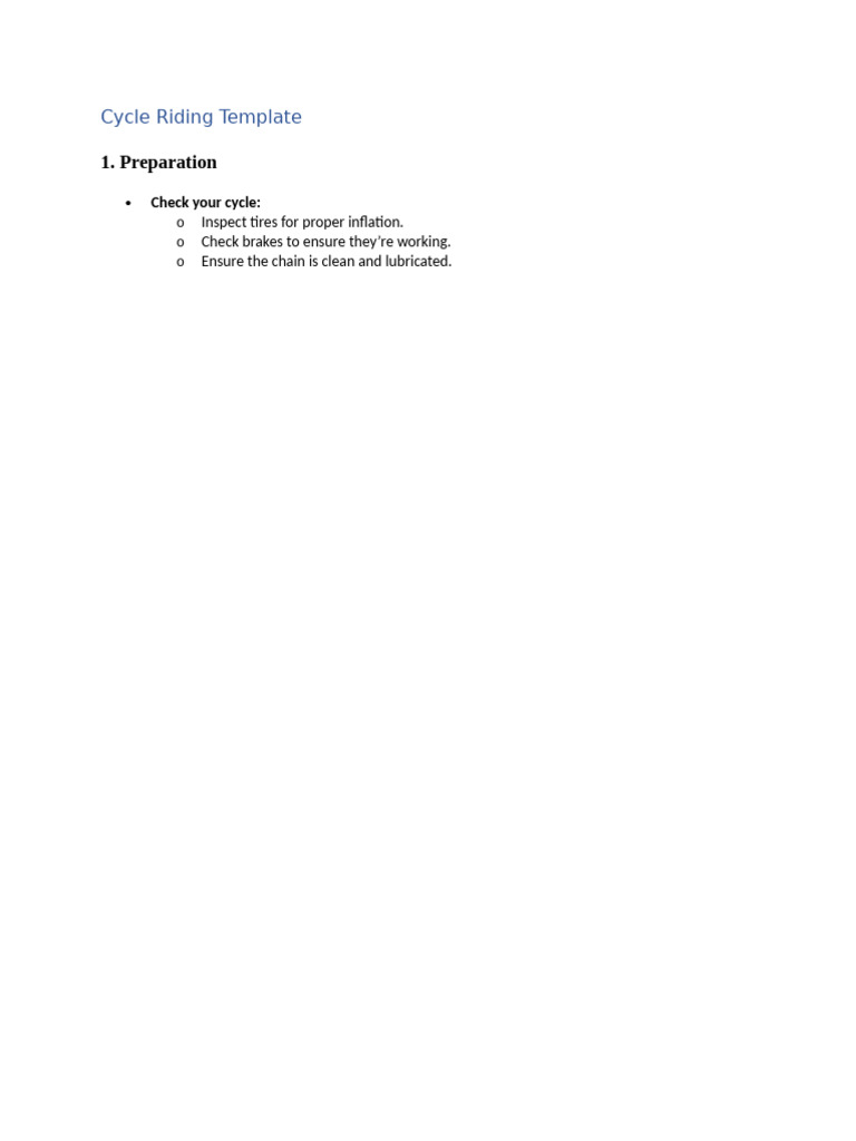 Cycle Riding Template | PDF