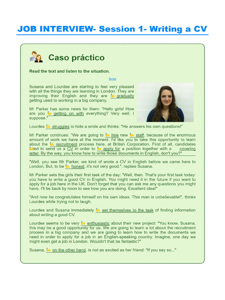 ING04 JOB INTERVIEW - Session 1 - Writing A CV | PDF