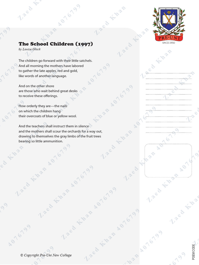 Analysis of Louise Glück's Poem | PDF | Poetry