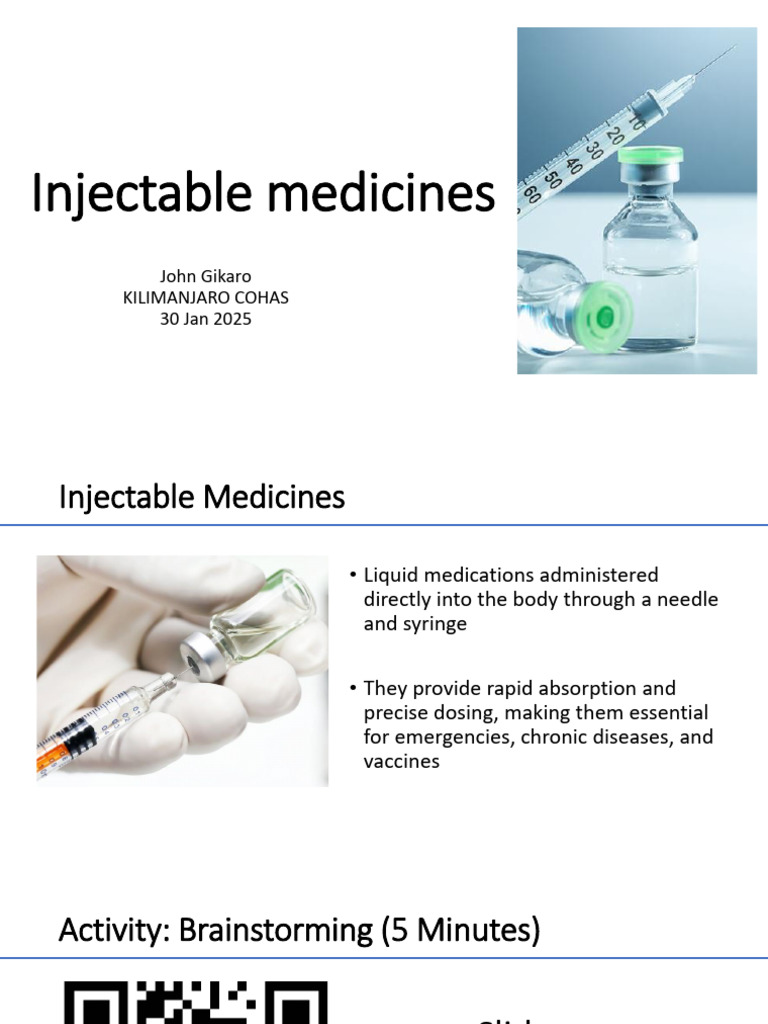 Types and Uses of Injectable Medicines | PDF | Injection (Medicine ...
