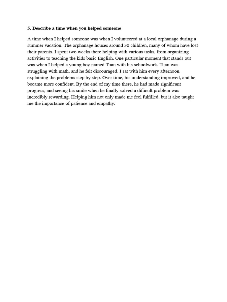 [IELTS_Speaking2] 5. Describe a Time When You Helped Someone | PDF