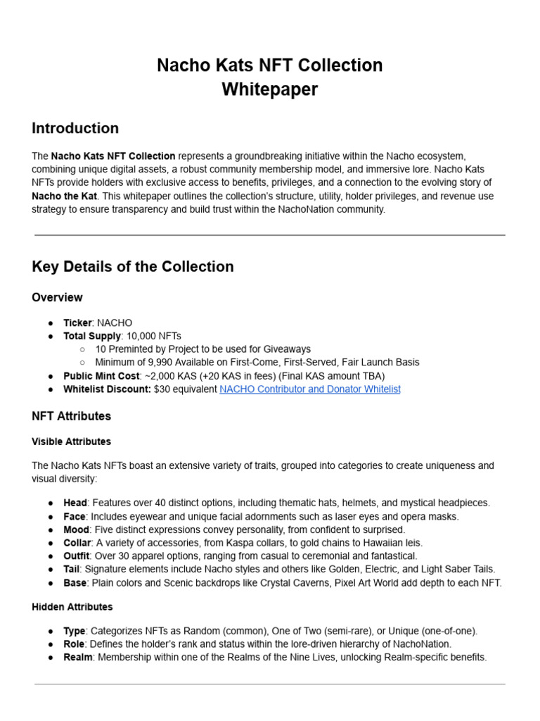 Nacho Kats NFT Collection Overview | PDF
